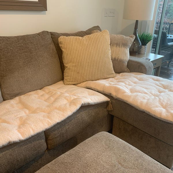 Linen Sofa Topper Couch Cover Pet Friendly Custom Size Handmade Couch ...