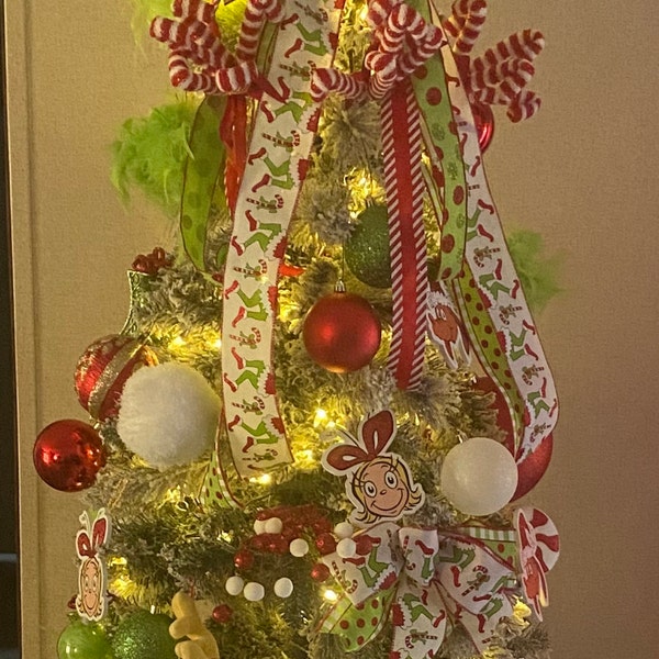 Grinch Six Ft LED Artificial Green Christmas Tree WITH Ornaments ...