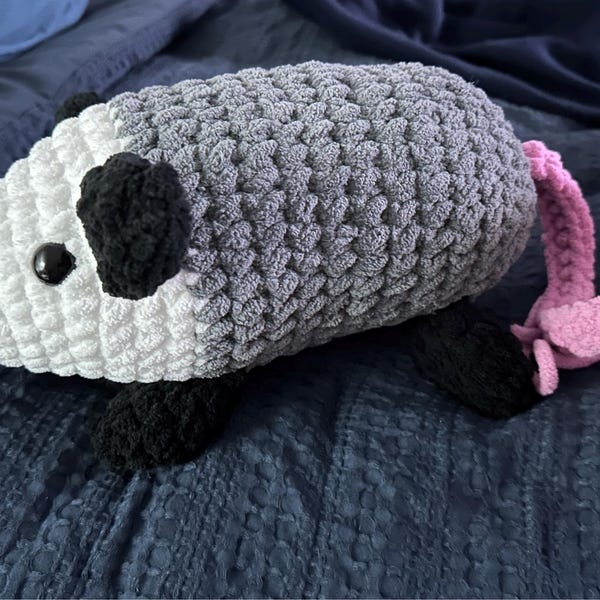 Crochet Possum Pattern NO SEW Opossum Laying Down Sploot Regular Size ...
