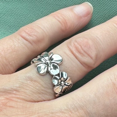 Sterling Silver Delicate Tulip Flower Ring With Leaves, Dainty Ring ...