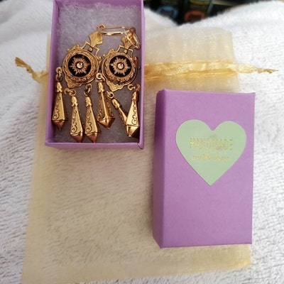 Victorian SUN Intaglio Necklace, Gold and Black Intaglio, 16k Gold ...