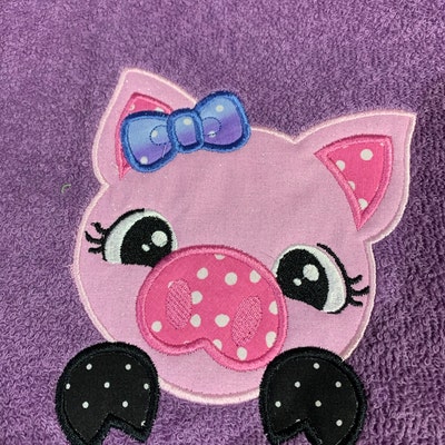 Applique and Embroidery Originals Digital Design 1623 Piggy Peeker Girl ...