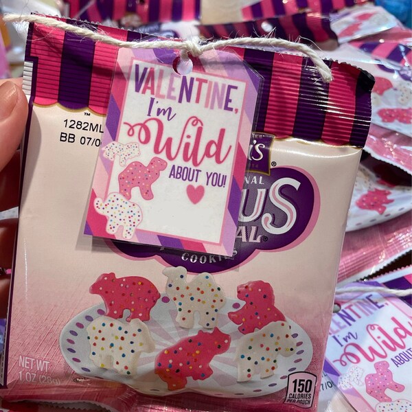 Animal Cookie Valentine's Day Printable Tag, Circus Valentine, Wild ...
