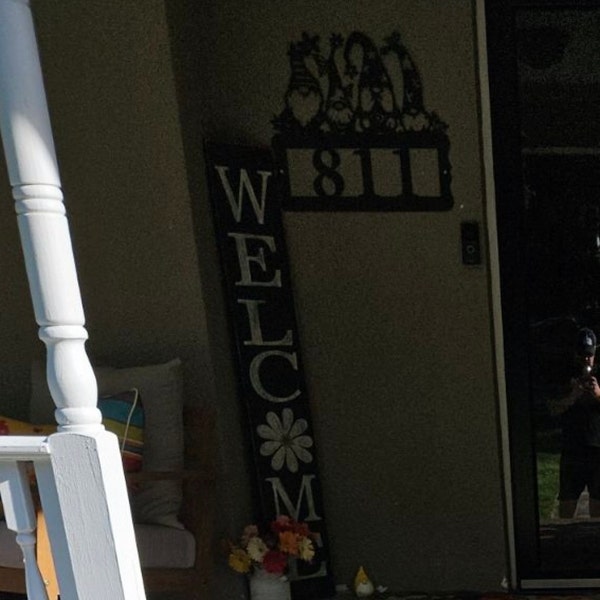 Gnome Address Plaque - Gnomes - Housewarming Gift - Metal Home Decor ...