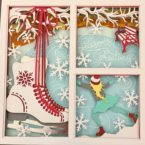 Girl Ice Skating Panels - 3D Shadow Box Layered SVG DXF EPS (cutting ...