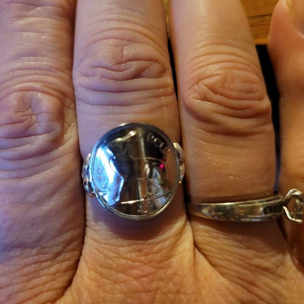Irish Coin Ring, Celtic Jewelry, STERLING SILVER Band, Eire, Rabbit ...