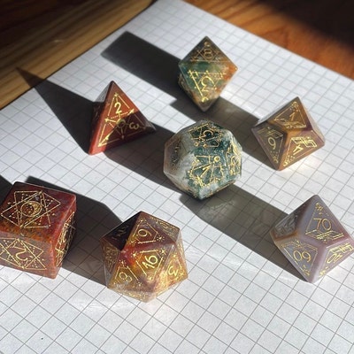 Full Set Blue Sandstone Polyhedral Dice Set Set Dungeons and - Etsy