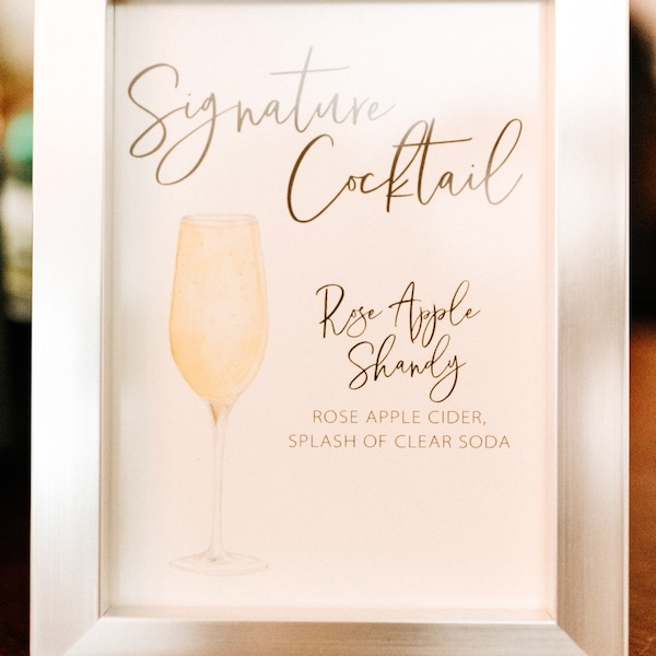 Signature Cocktail Sign - Watercolor Cocktail Sign for Party ...