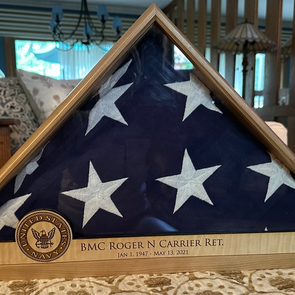 Personalized Memorial Flag Display Case for a 5' X 9.5' Burial or ...