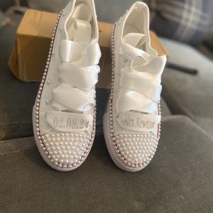 White / Ivory Pearl Wedding Flower Girl Shoes, First Communion Shoes ...