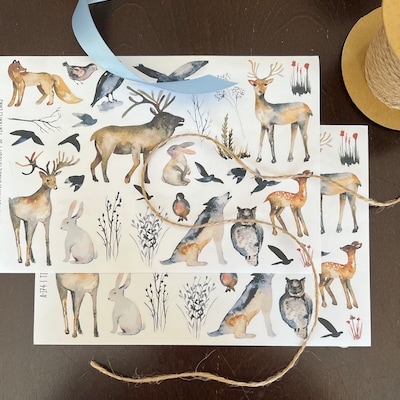 Watercolor Winter Forest Animals Planner Stickers, Tiny Animal Stickers ...