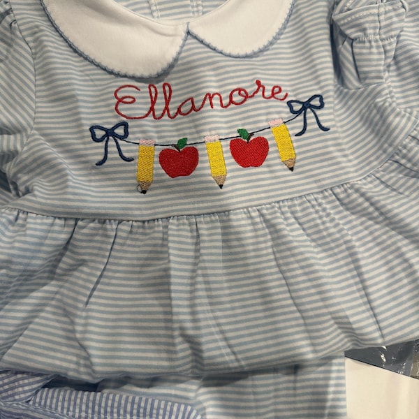 Girls Back to School Dress Monogram Dress, Kindergarten Dress First ...