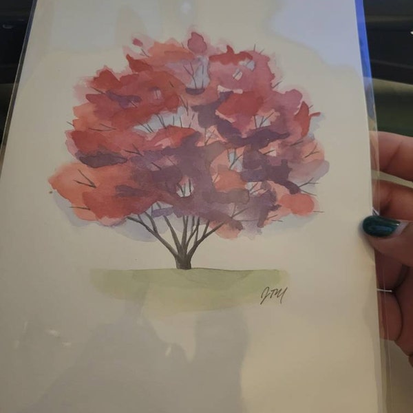 Orange Autumn Tree Watercolor Painting | Giclee Print - Etsy