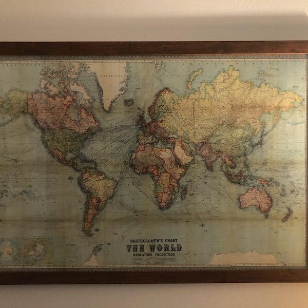Vintage World Map Print: 1914 Mercator Projection Atlas - Etsy