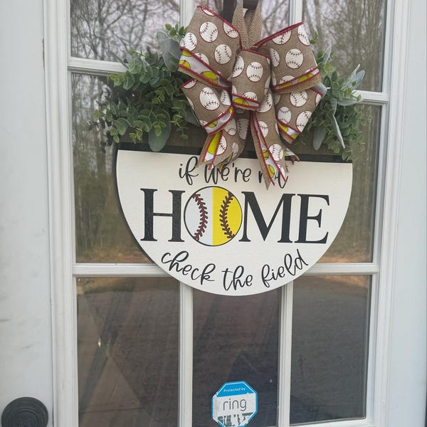 Front Door Decor | Welcome Sign | Baseball | Summer Wreath | Baseball ...