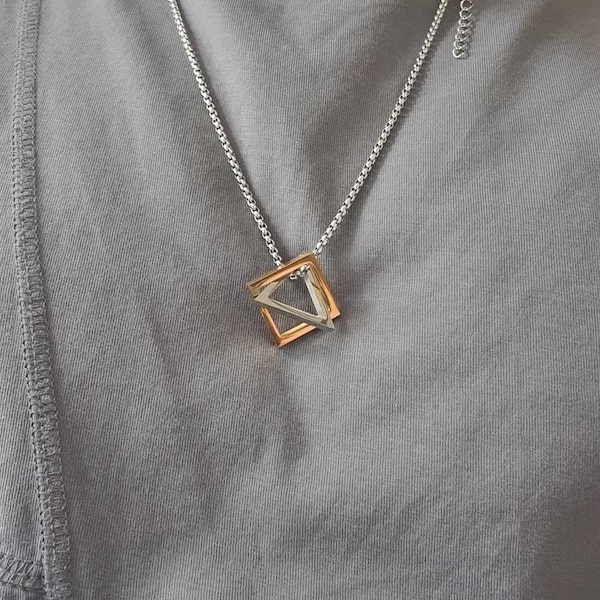 Mens Geometric Interlocking Triangle Square Pendant Necklace - Etsy