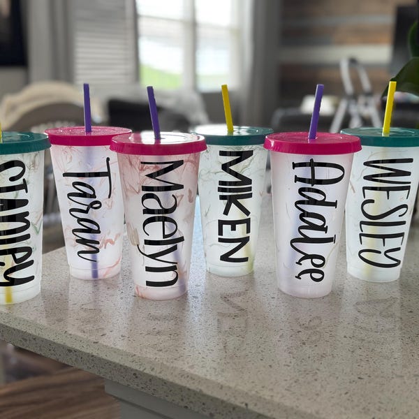Marbled Cold Color Changing Cups, Tye Dye Party Favors - Etsy