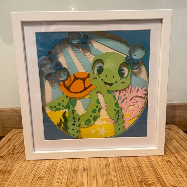 Sea Turtle Shadow Box Svg, Turtle Paper Cut Light Box, Shadow Box ...