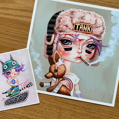 Tank Girl Art Print Booga, Pop Surrealism, Big Eyes, Pastel Punk Art ...