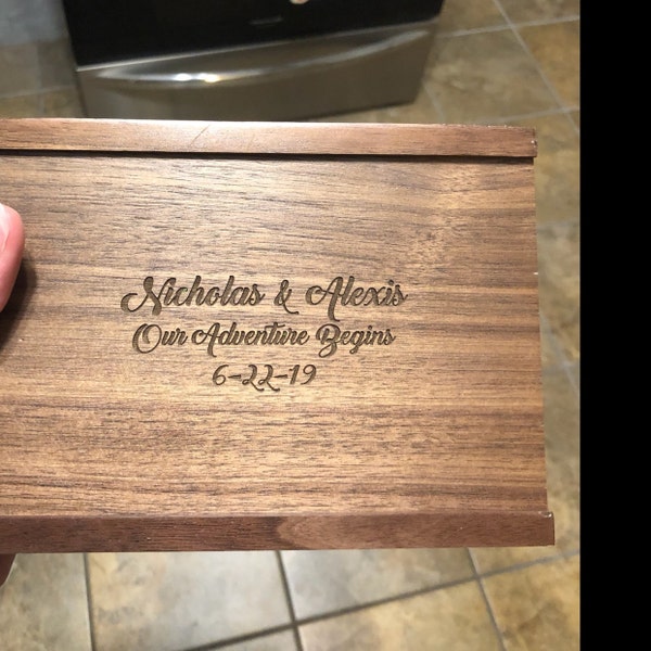 4x6" Wood Memory Box- Custom Engraved Walnut Keepsake Travel Box, Photo ...