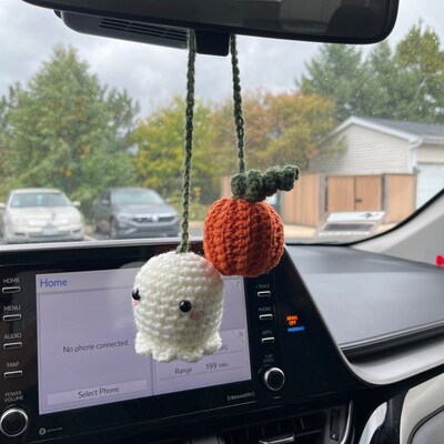 Fall Car Accessories Halloween Car Accessories Crochet Ghost & - Etsy