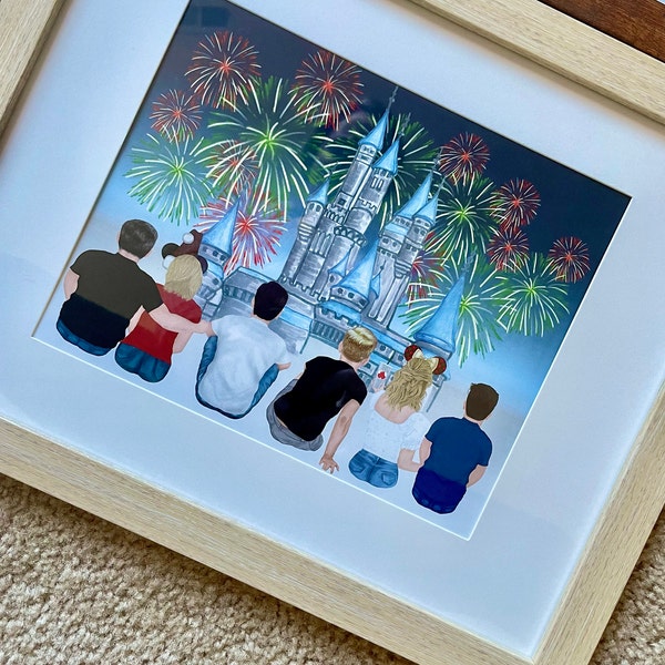 Custom Disney Inspired Portrait, Personalized Print for Family, Friends ...