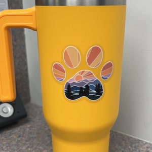 Dog Paw Print Mountain Girl With Dog Clear Vinyl Sticker Hiking ...