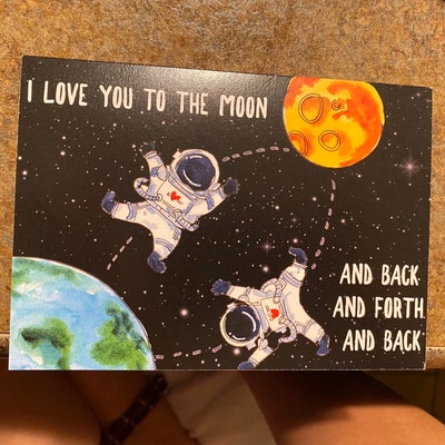 I Love You to the Moon and Back Funny Love Card for Husband, Kids Love ...