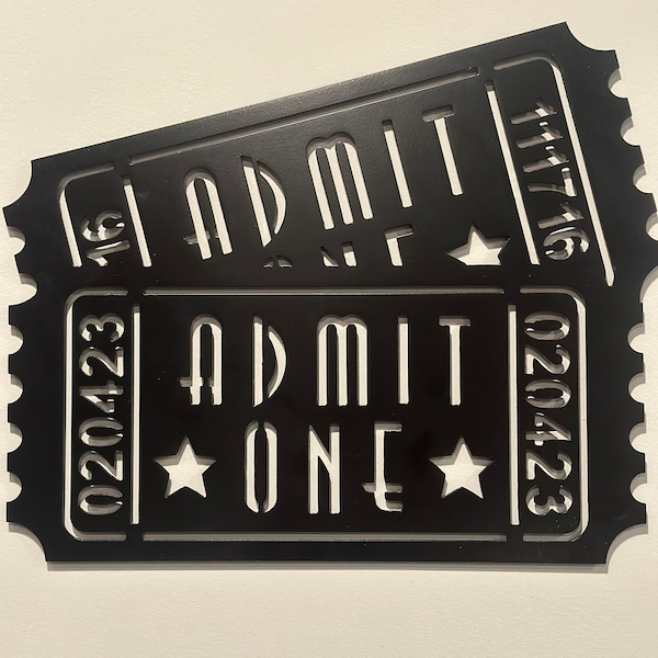 Admit One Retro Movie Ticket - Bad Dog Metalworks Theater Decor - Movie ...