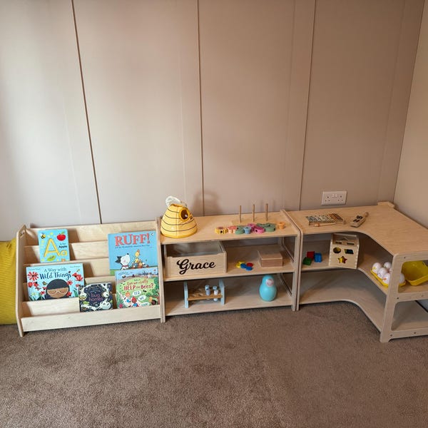 Toy Storage, Montessori Corner Shelf, Corner Toy Shelf, Montessori ...