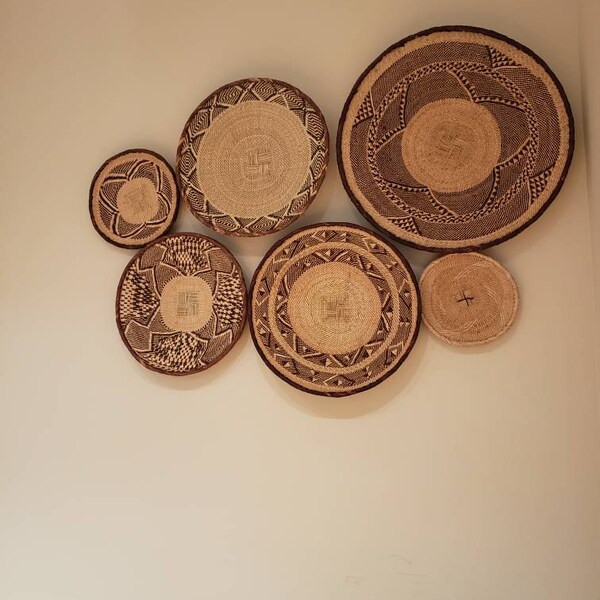 African Basket Set of 6, African Wall Binga Baskets, Tonga Wall Basket ...