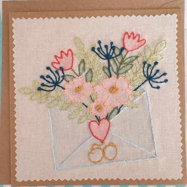 New Home Hand Stitched Textile Card - Etsy UK