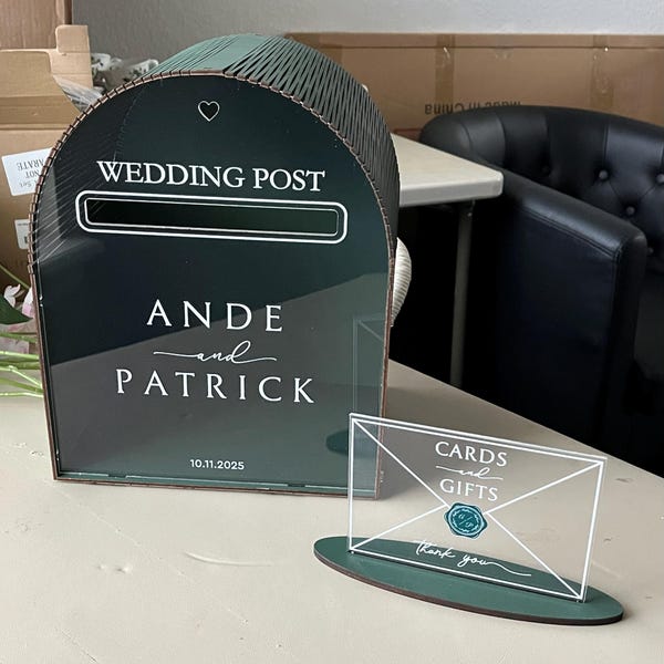 Personalized Wedding Card Box With Big Slot, Acrylic Card Box With ...