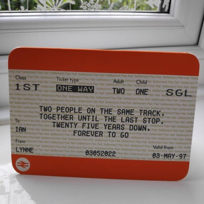 Personalised Train Ticket Anniversary Card, Custom Anniversary Card ...