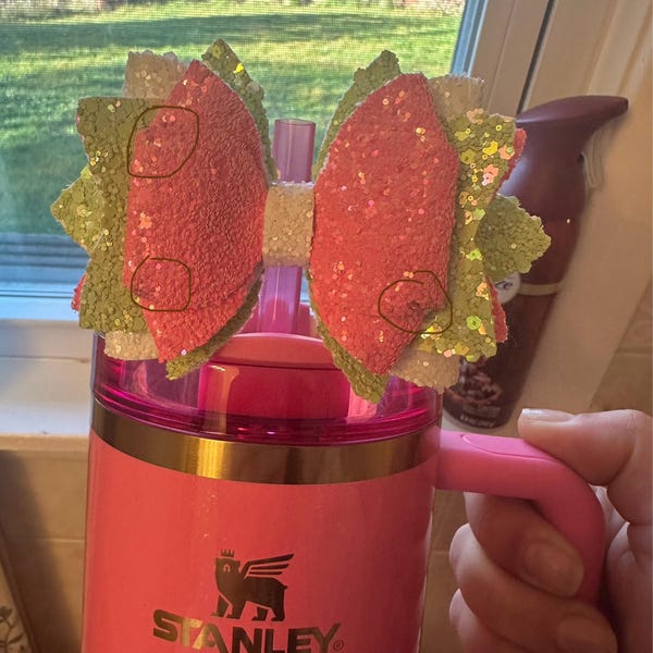 Almond Rose Bow for Stanley Straw Taupe, Pink and Brown - Etsy