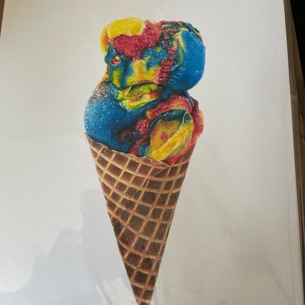 Super Ice Cream - Colored Pencil Drawing - Art Print - Etsy