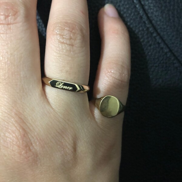 14K Gold Simple Rectangle Ring, Personalized Rectangle Ring, Custom ...