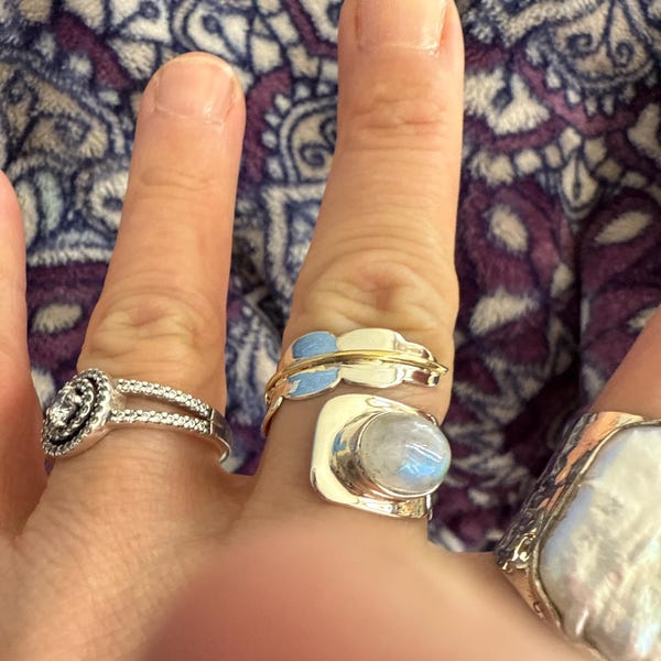 Sterling Silver Heart Dangle Charm Ring Love Ring for Her Silver ...