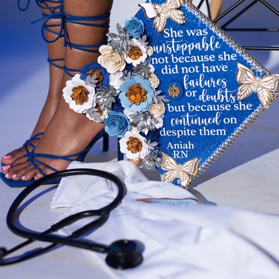 Custom Personalized She Was Unstoppable Nurse Graduation Cap Topper ...