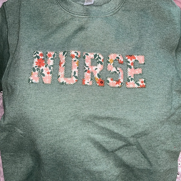 Nurse Embroidered Fall Floral Applique Sweatshirt | Simple Doctor ...