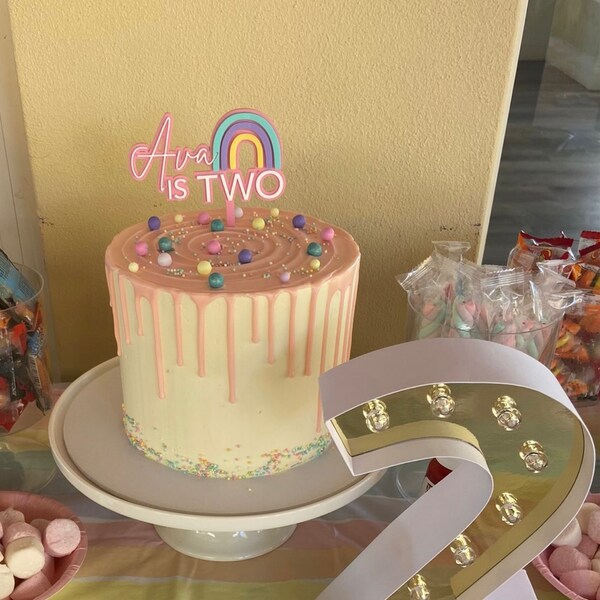 Personalised Rainbow Birthday Acrylic Cake Topper - Etsy