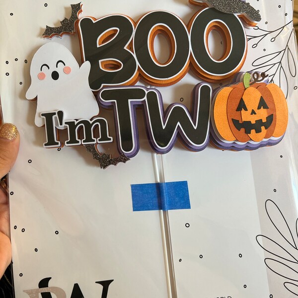 Boo I'm Two Cake Topper | Halloween Cake Topper | Birthday Cake Topper ...