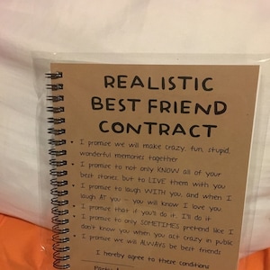 Realistic Best Friend Contract 5 X 7 Journal - Etsy