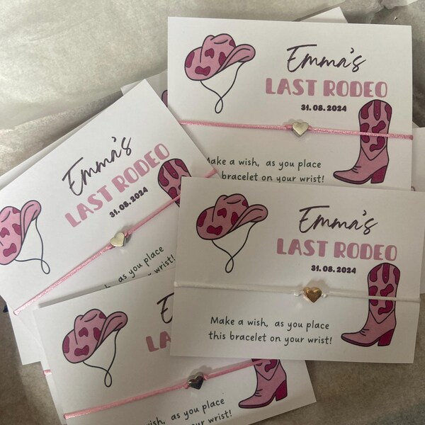 Last Rodeo Pink Hen Party Wish Bracelets - Personalised - Goodie Bag ...
