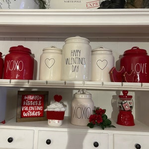 Rae Dunn Valentine Inspired Farmhouse Happy Valentines Day Candy Hearts ...