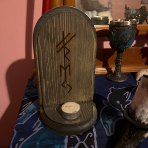 Protection Stave Tealight Candle Holder Odin Witch Pagan - Etsy