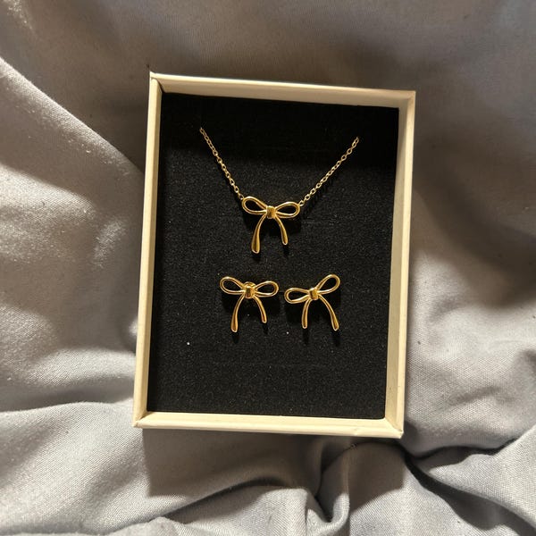 Ribbon Gold Necklace - Dainty Ribbon Pendent Gold Necklace - Beautiful ...