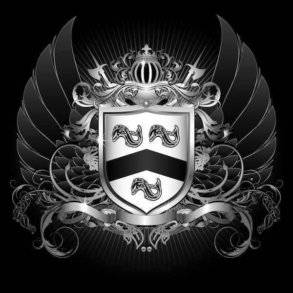 Coats of Arms, Dual Coat of Arms, Family Crests, White Glossy Ceramic ...