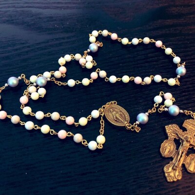 Scapular Chain Necklace With Sterling Silver Miraculous Medal Crucifix ...