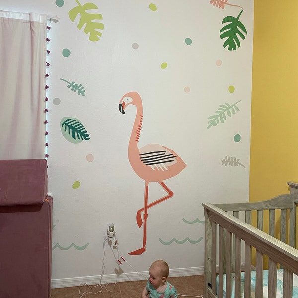 Big Flamingo - Fabric Wall Decal - Tropical - Mej Mej - Etsy
